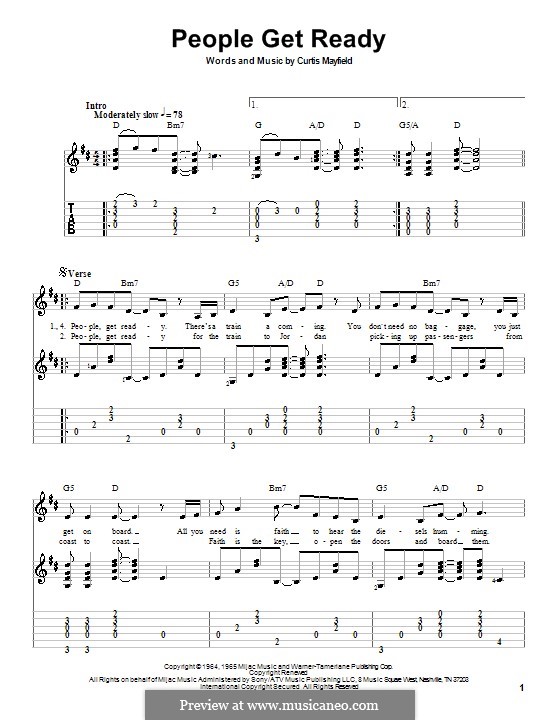 People Get Ready (Eva Cassidy) by C. Mayfield - sheet music on MusicaNeo