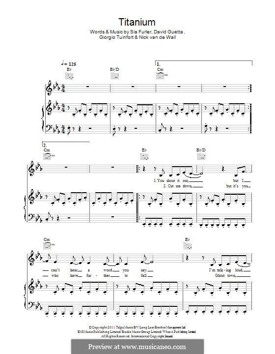 Titanium by D. Guetta, G. Tuinfort, N.v.d. Wall, S. Furler on MusicaNeo