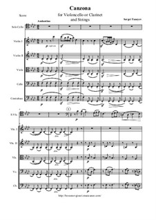 Canzona for Clarinet (or Cello) and String Orchestra in F Minor by S ...