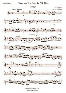 Concerto for Violin and Orchestra No.1 in B Flat Major, K.207 by W.A. Mozart on MusicaNeo