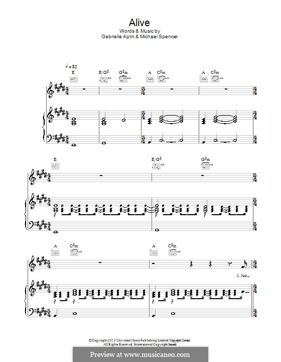 Alive by M. Spencer, G. Aplin - sheet music on MusicaNeo