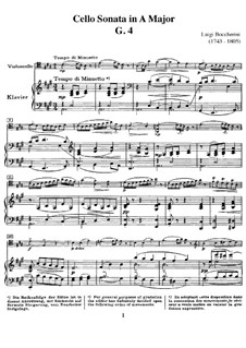 Sonata for Cello and Basso Continuo in A Major , G.4b by L. Boccherini ...