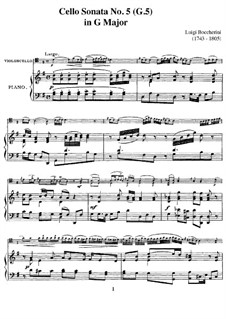 Sonata for Cello and Basso Continuo in G Major, G.5 by L. Boccherini on ...