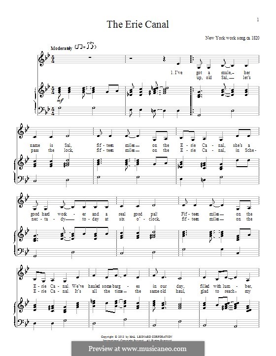 The Erie Canal by folklore - sheet music on MusicaNeo