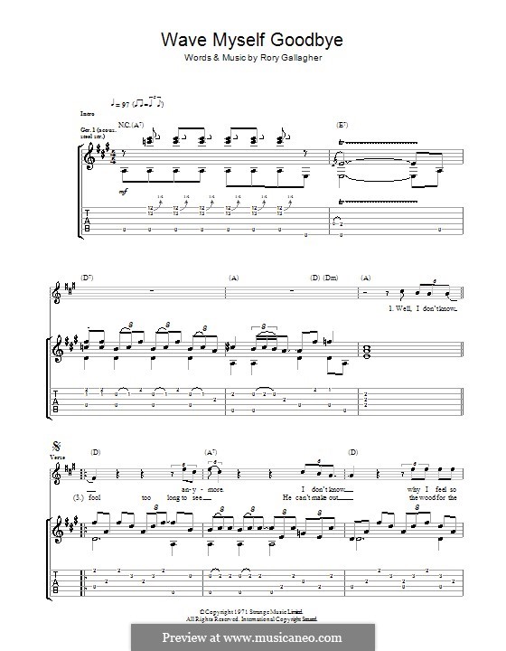Wave Myself Goodbye by R. Gallagher - sheet music on MusicaNeo