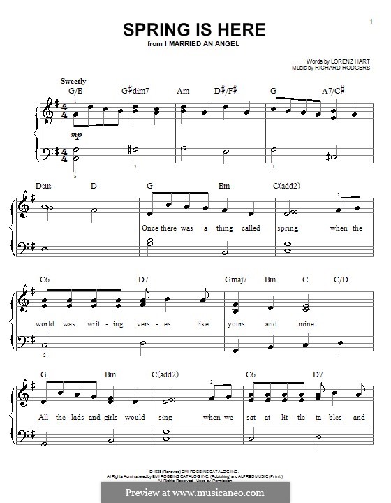 Spring is Here by R. Rodgers - sheet music on MusicaNeo