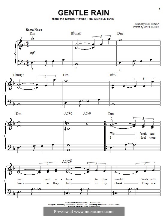 Gentle Rain by L. Bonfa - sheet music on MusicaNeo