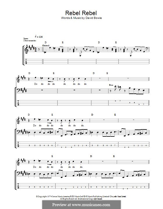Rebel Rebel by D. Bowie - sheet music on MusicaNeo