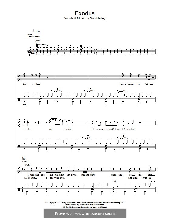 Exodus by B. Marley - sheet music on MusicaNeo
