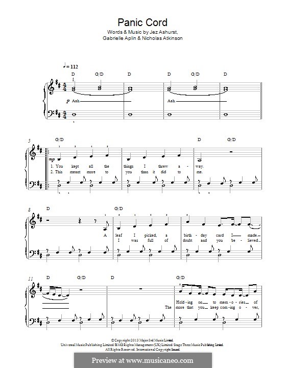 Panic Cord by J. Ashurst, N. Atkinson, G. Aplin - sheet music on MusicaNeo