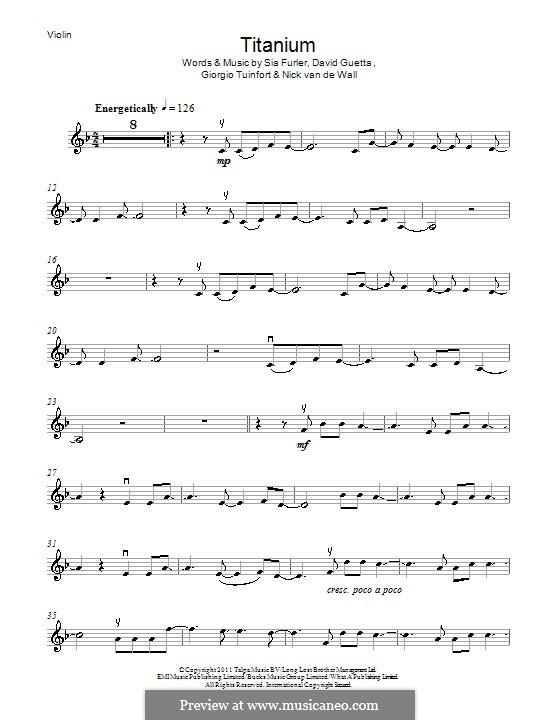 Titanium by D. Guetta, G. Tuinfort, N.v.d. Wall, S. Furler on MusicaNeo