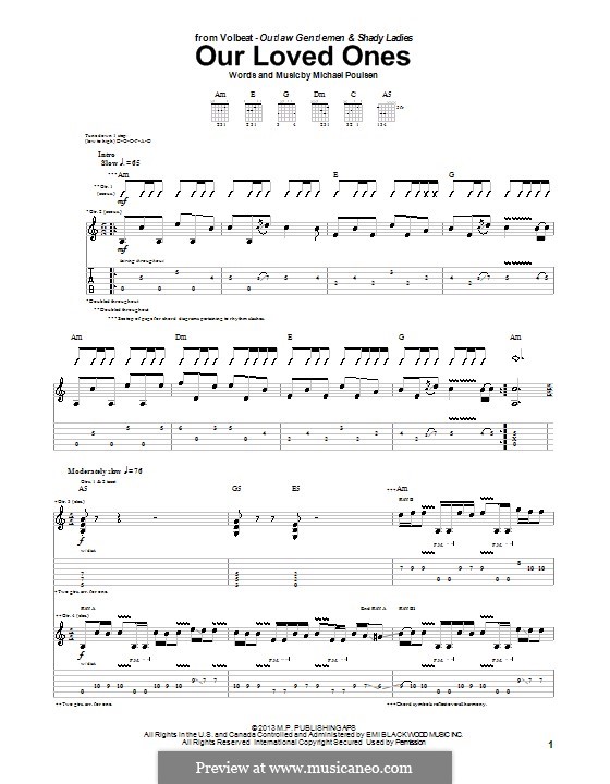 Our Loved Ones (Volbeat) by M. Poulsen - sheet music on MusicaNeo