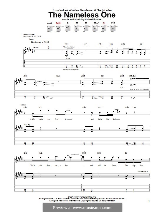 The Nameless One (Volbeat) by M. Poulsen - sheet music on MusicaNeo