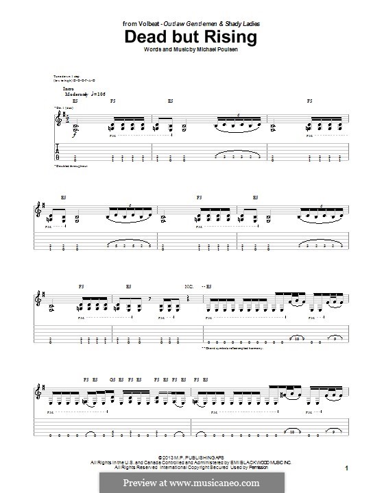 Dead But Rising (Volbeat) by M. Poulsen - sheet music on MusicaNeo