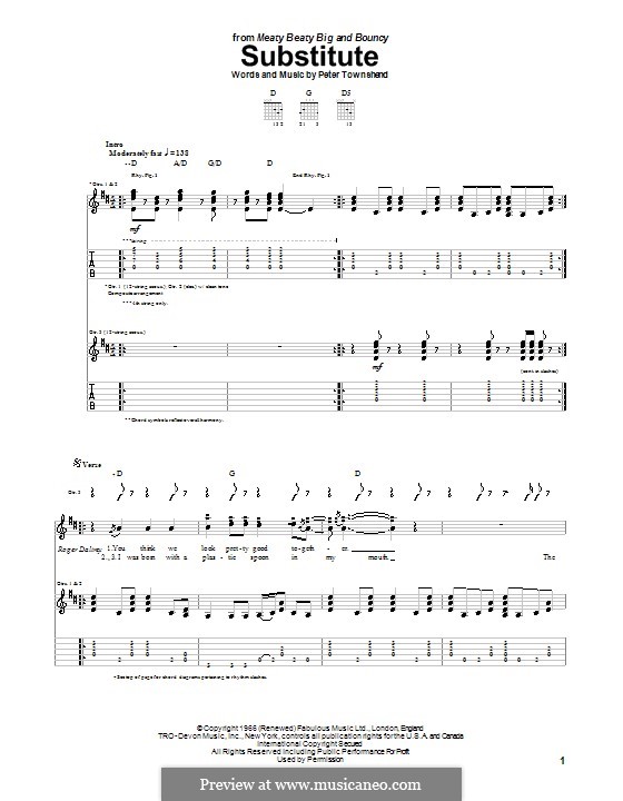 Substitute (The Who) by P. Townshend - sheet music on MusicaNeo