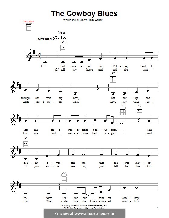 The Cowboy Blues by C. Walker - sheet music on MusicaNeo