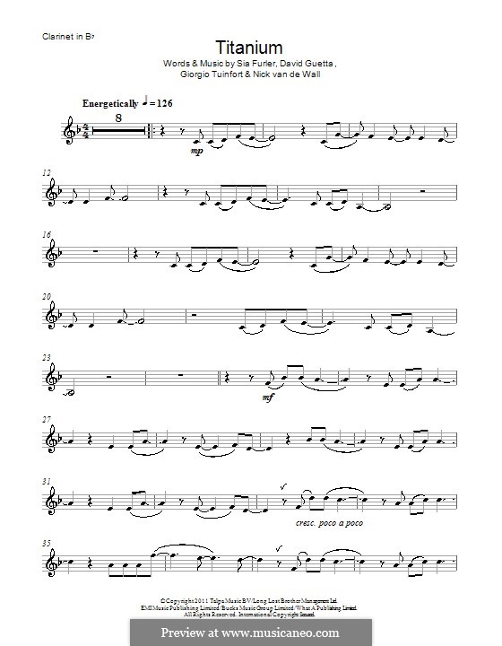 Titanium by D. Guetta, G. Tuinfort, N.v.d. Wall, S. Furler on MusicaNeo