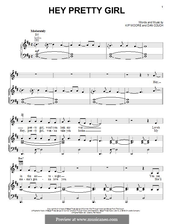 Hey Pretty Girl by K. Moore, D. Couch - sheet music on MusicaNeo