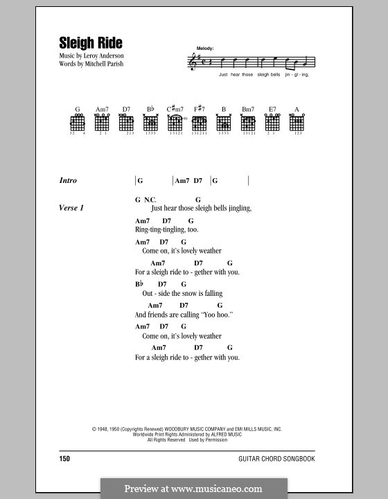 Vocal version (Sleigh Ride) by L. Anderson - sheet music on MusicaNeo