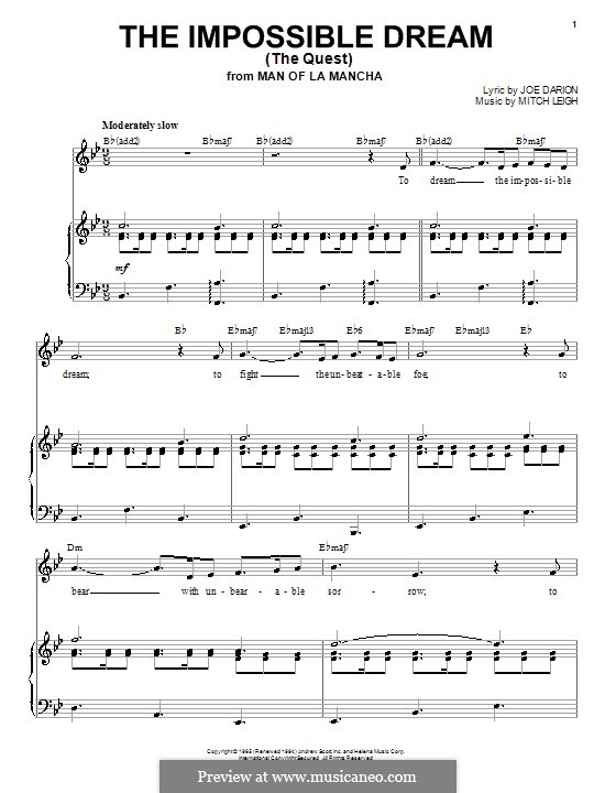 The Impossible Dream (The Quest) by M. Leigh - sheet music on MusicaNeo