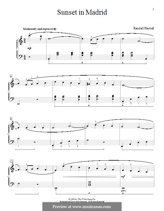 Sunset in Madrid by R. Hartsell - sheet music on MusicaNeo