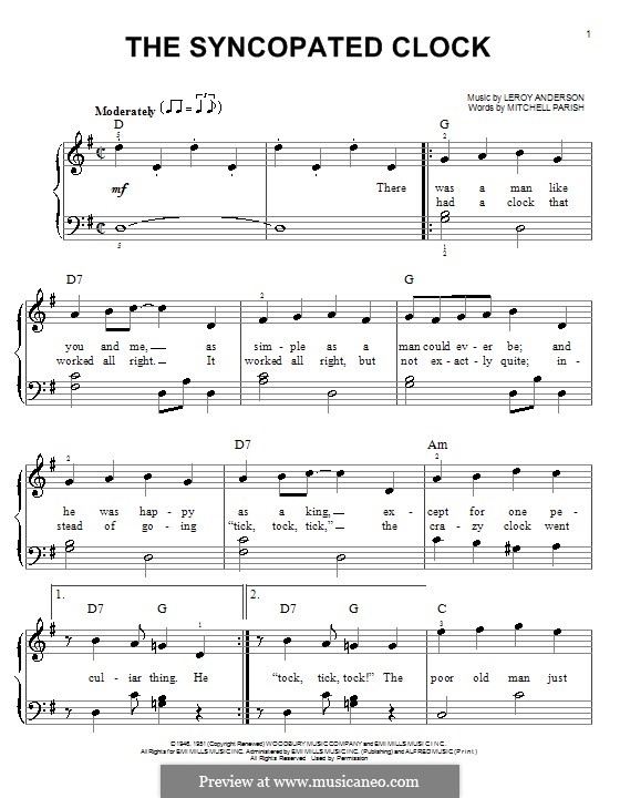 The Syncopated Clock by L. Anderson - sheet music on MusicaNeo