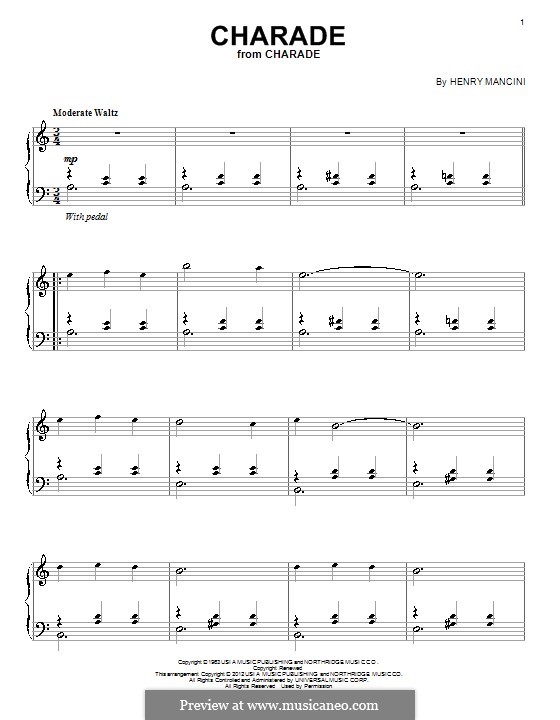 Charade by H. Mancini - sheet music on MusicaNeo