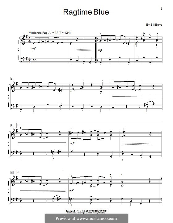 Ragtime Blue by B. Boyd - sheet music on MusicaNeo