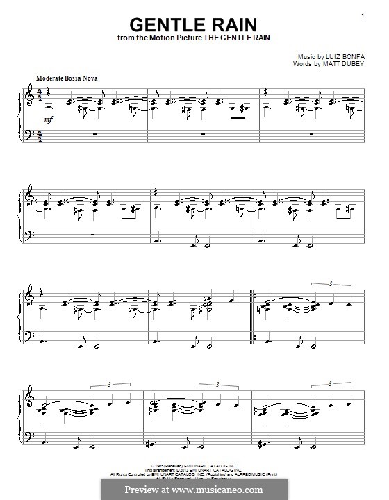 Gentle Rain by L. Bonfa - sheet music on MusicaNeo