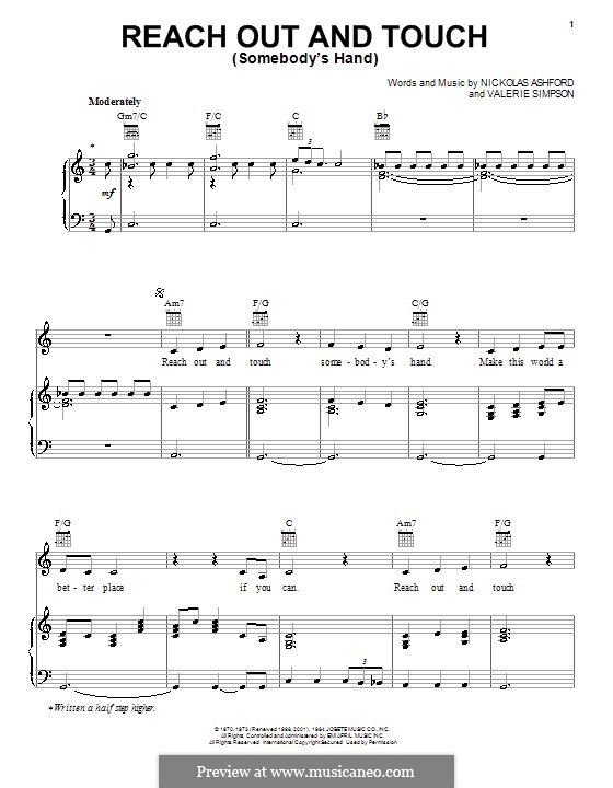 Reach Out and Touch (Somebody's Hand) by N. Ashford, V. Simpson on ...