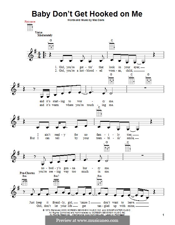 Baby don't Get Hooked on Me by M. Davis - sheet music on MusicaNeo Baby don't Get Hooked on Me by M. Davis - sheet music on MusicaNeo