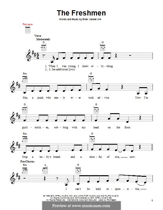 The Freshmen (The Verve Pipe) by B. Vander Ark - sheet music on MusicaNeo