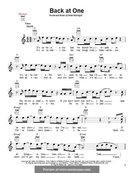 Back at One by B. McKnight - sheet music on MusicaNeo