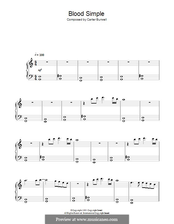 Blood Simple (from Blood Simple) by C. Burwell - sheet music on MusicaNeo