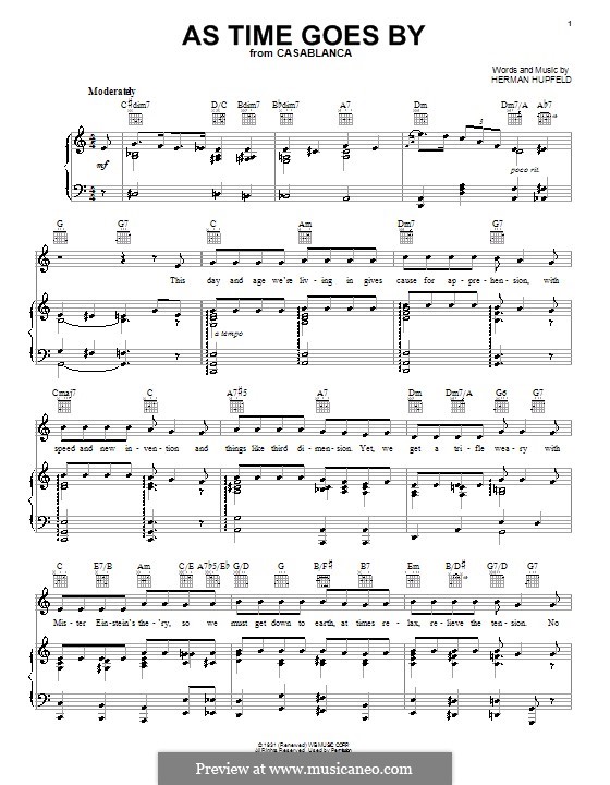 As Time Goes By by H. Hupfeld - sheet music on MusicaNeo
