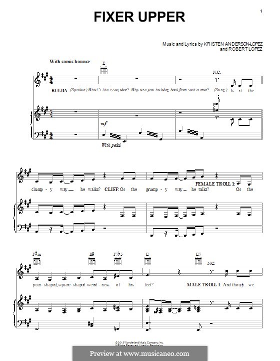 Fixer Upper (from Disney's Frozen) by R. Lopez, K. Anderson-Lopez on ...