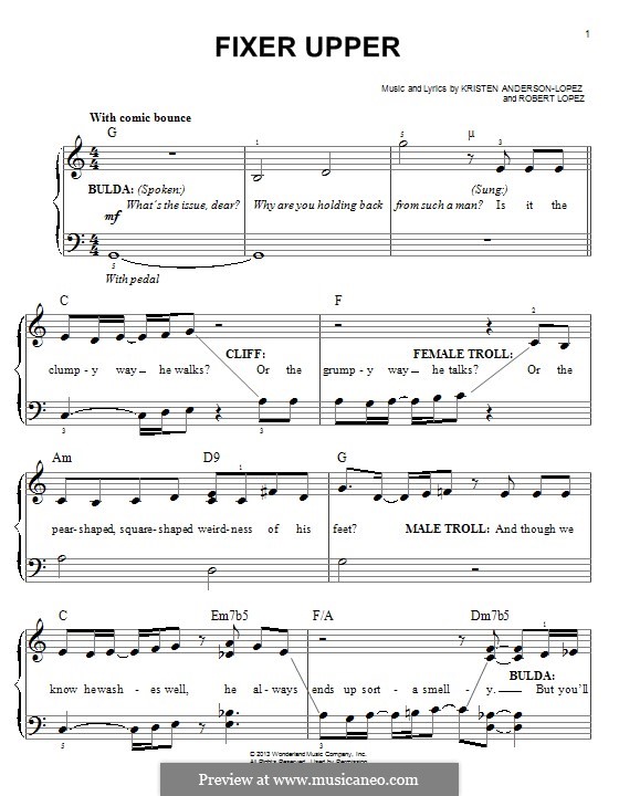 Fixer Upper (from Disney's Frozen) by R. Lopez, K. Anderson-Lopez on ...