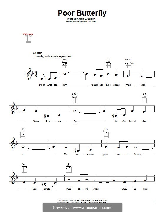 Poor Butterfly by R. Hubbell - sheet music on MusicaNeo