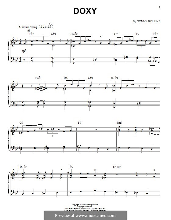 Doxy by S. Rollins - sheet music on MusicaNeo