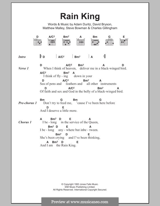 Rain King (Counting Crows) by A.F. Duritz, C. Gillingham, D. Bryson, M ...
