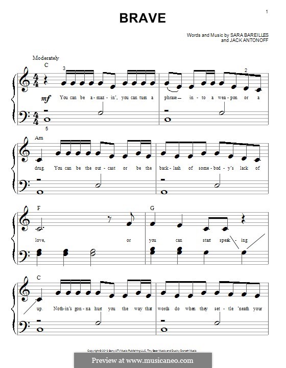 Brave by S. Bareilles, J. Antonoff - sheet music on MusicaNeo