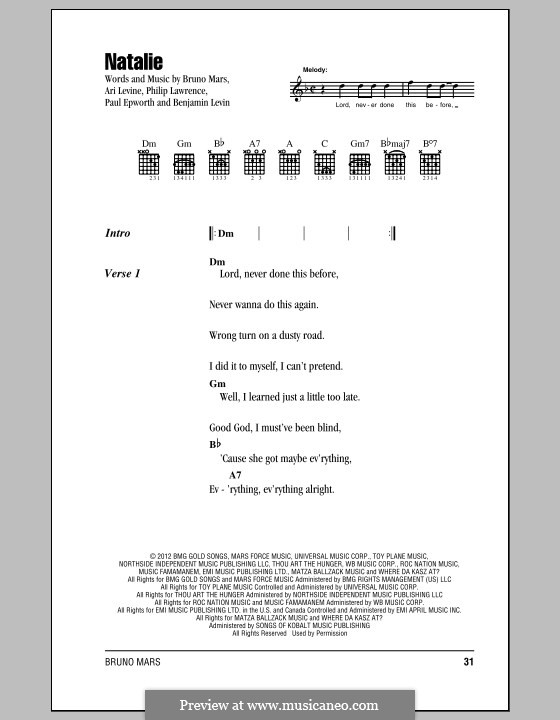 Natalie by A. Levine, B. Levin, P. Epworth, Bruno Mars, P. Lawrence on ...