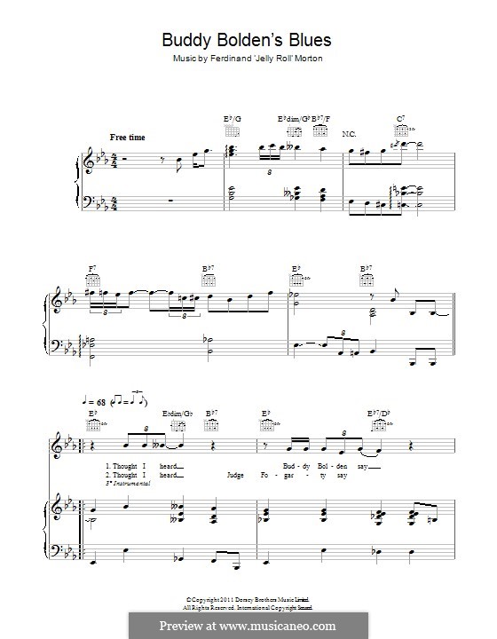 Buddy Bolden's Blues by J.R. Morton - sheet music on MusicaNeo