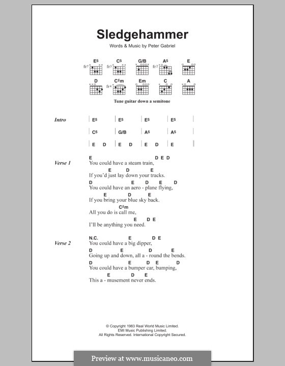 Sledgehammer by P. Gabriel - sheet music on MusicaNeo
