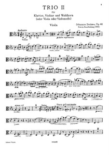 Trio for French Horn (or Cello), Violin and Piano, Op.40 by J. Brahms on MusicaNeo