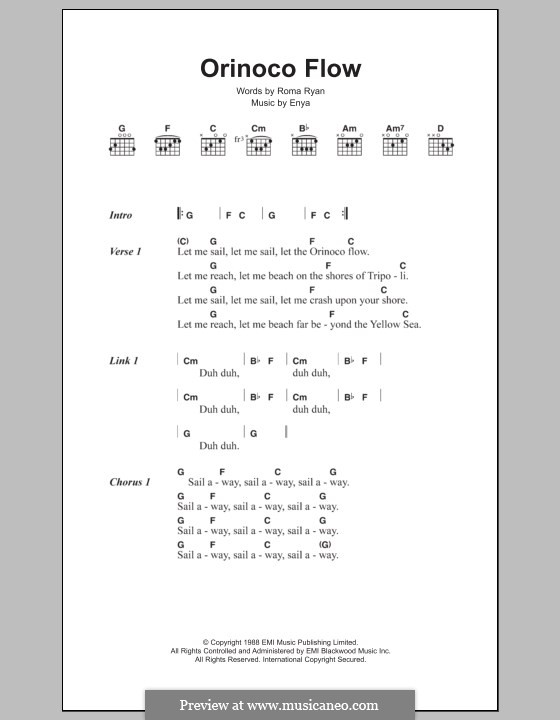 Orinoco Flow by Enya - sheet music on MusicaNeo
