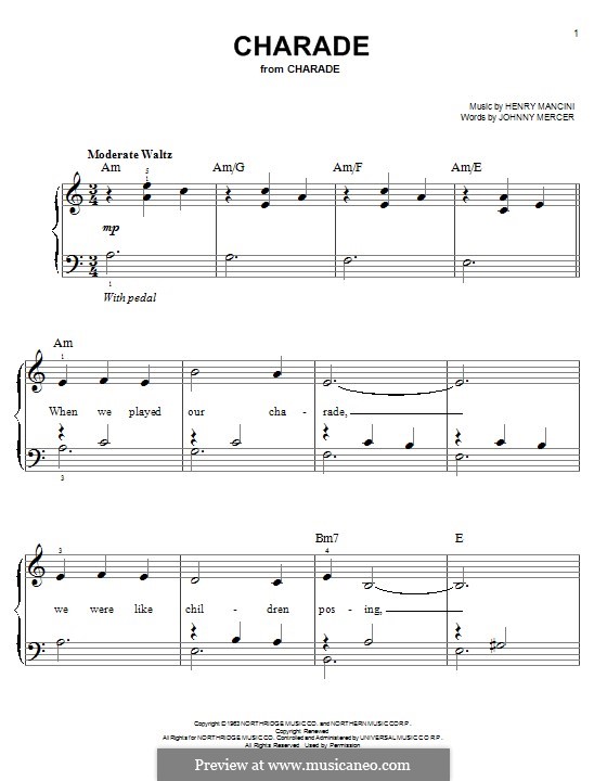 Charade by H. Mancini - sheet music on MusicaNeo