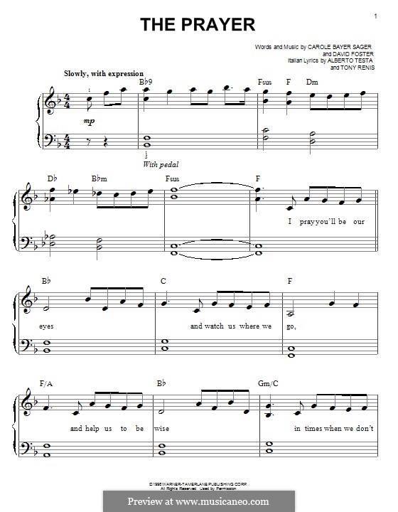 The Prayer by C.B. Sager, D. Foster - sheet music on MusicaNeo