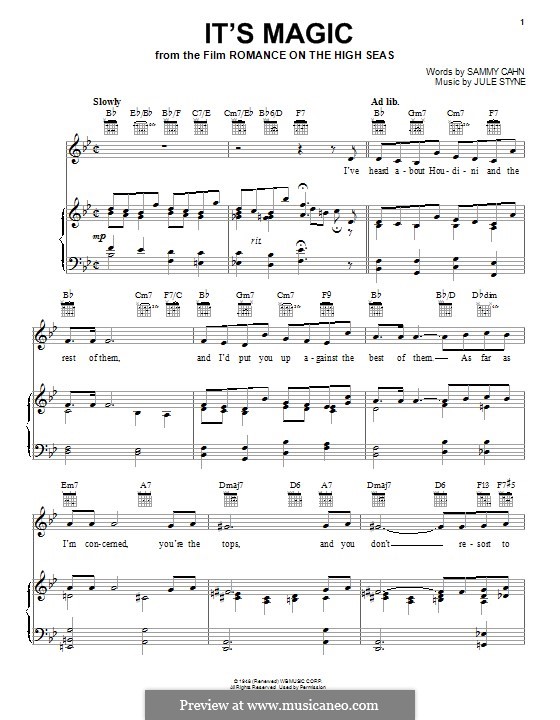 It's Magic by J. Styne - sheet music on MusicaNeo