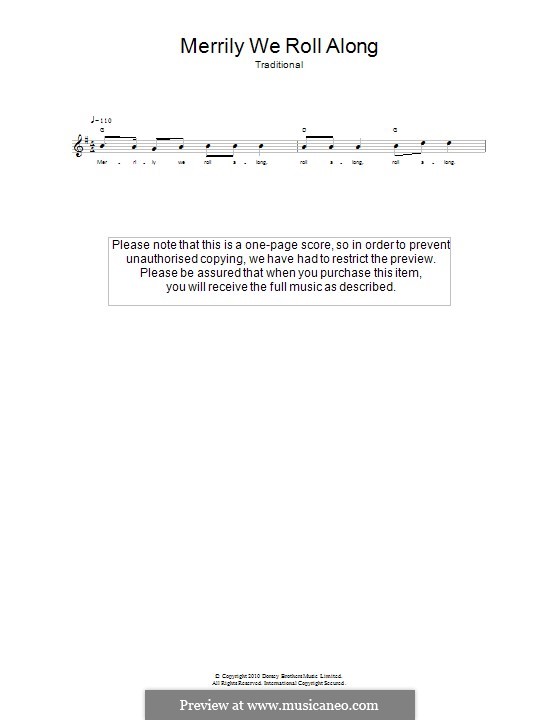 Merrily We Roll Along by folklore - sheet music on MusicaNeo